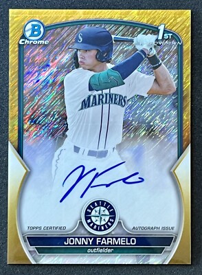 2023 Bowman Chrome Draft Jonny Farmelo 1st Gold Shimmer Auto 50/50 🔥 ...