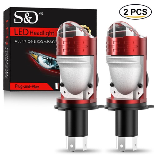 H4 Mini Bi-LED Projector Dual Lens LED Headlight Bulb Hi-Low 30000LM ...