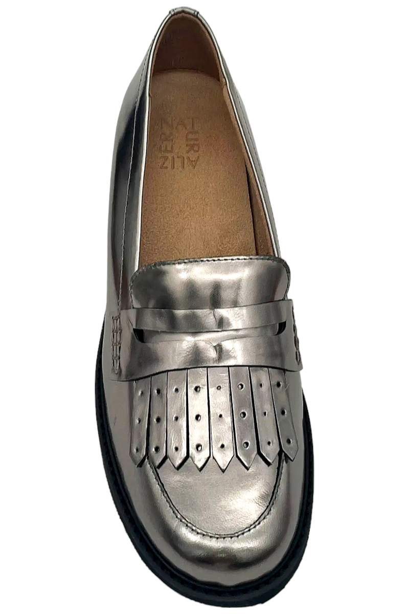 Naturalizer Darcy Lug Sole Loafers Pewter Metallic | eBay
