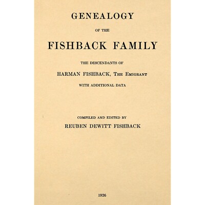Genealogy of the Fishback Family, | eBay