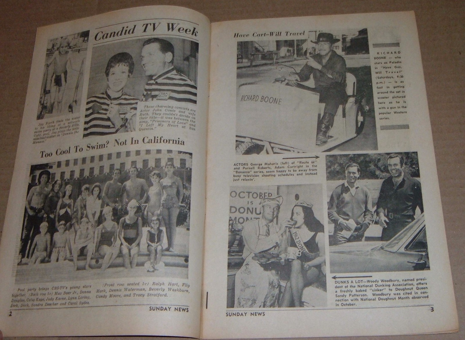 1962 TV GUIDE PHILADELPHIA EAGLES FOOTBALL RICHARD BOONE GINA ...