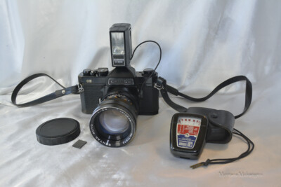 Chinon CS 35mm Film Camera Suntar 1:2.8 135mm Lens Chinon Flash GM ...