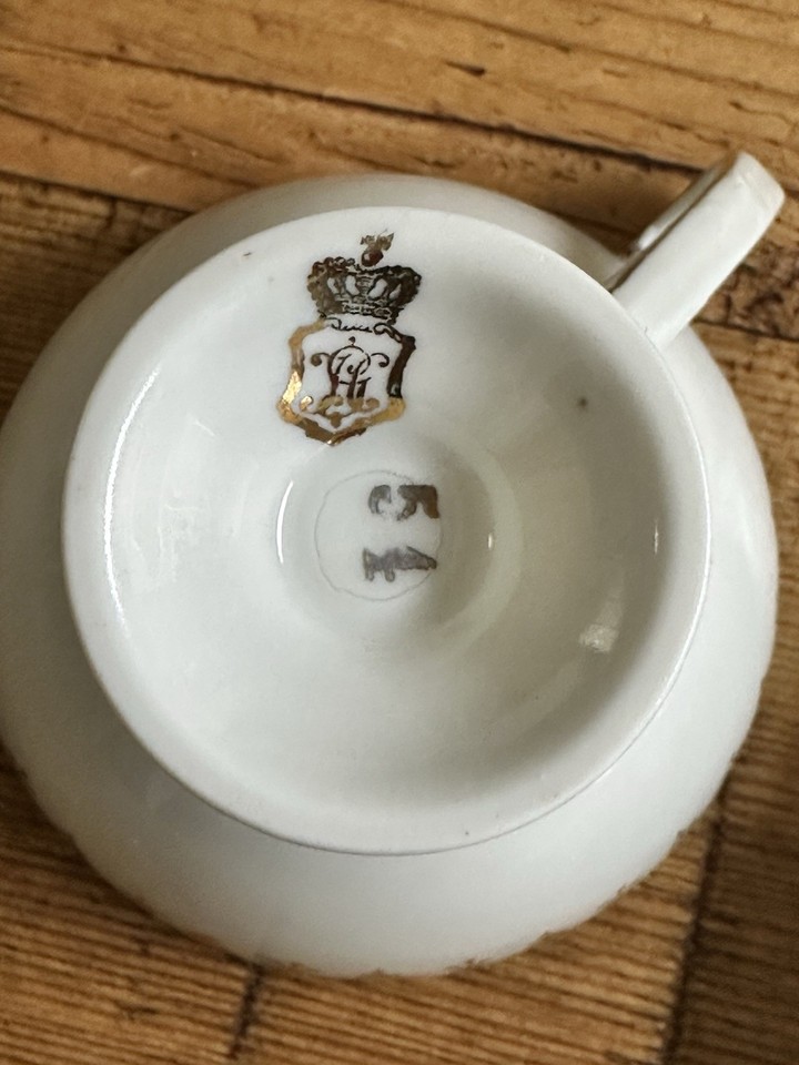 Porcelain China Demitasse Cobalt Blue yellow flower Gold Trim Tea Cup ...