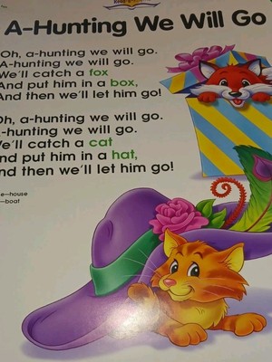 Vtg 2001 A Hunting We Will Go Poster Child's Decor 21.5x17.5" Fox ...