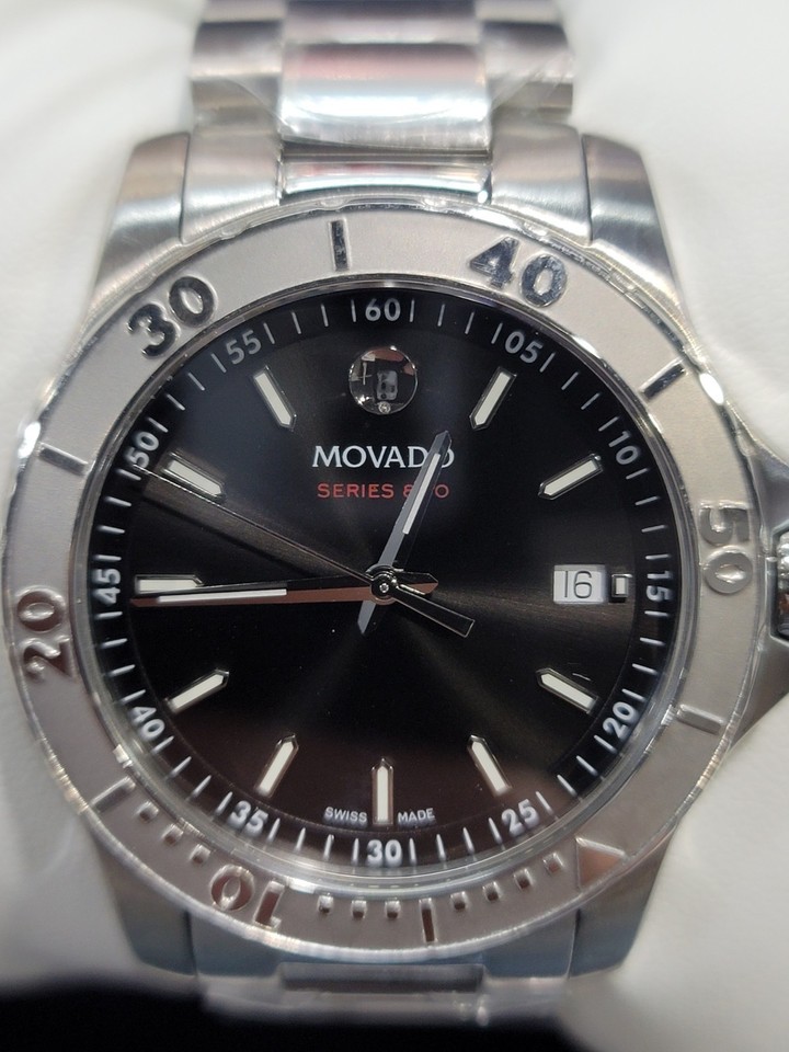 MOVADO Series 800 Black Dial Stainless Steel Men's Watch 2600115 New In ...