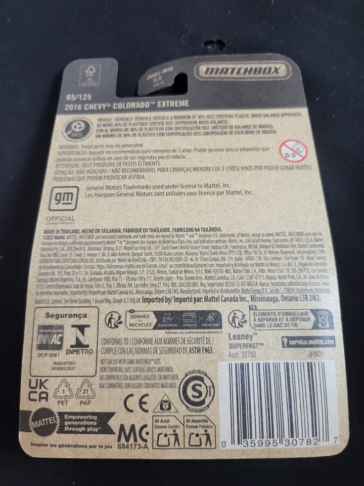 2026 Matchbox 05/125 2016 CHEVY COLORADO EXTREME Green New Model Near ...