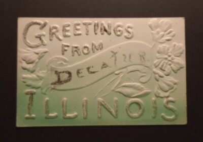 Decatur, Illinois Glitter Postcard (1910s) Greetings From... | eBay