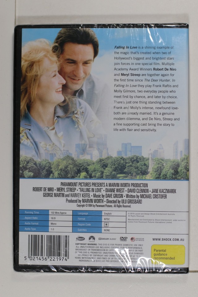 Falling In Love (DVD, 1984) Meryl Streep, Robert Deniro Region 4 New ...