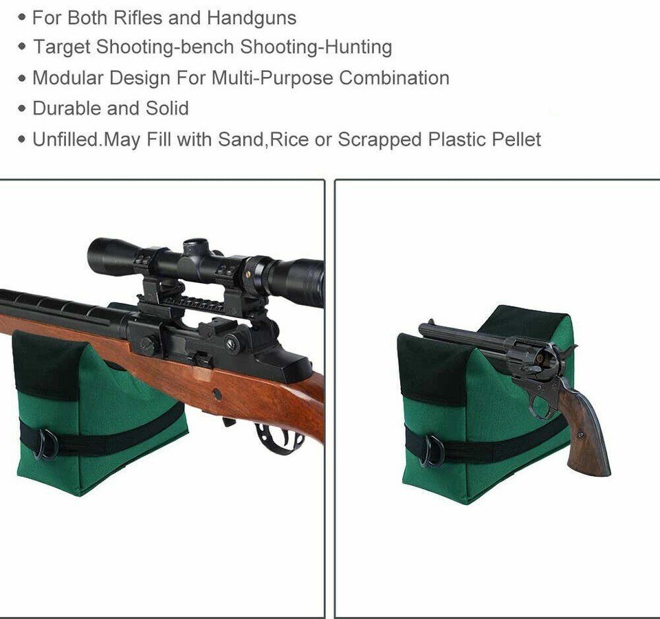 Tactical Shooting Gun Rest Bench Front Rear Sand Bag Combo Set-Unfilled ...
