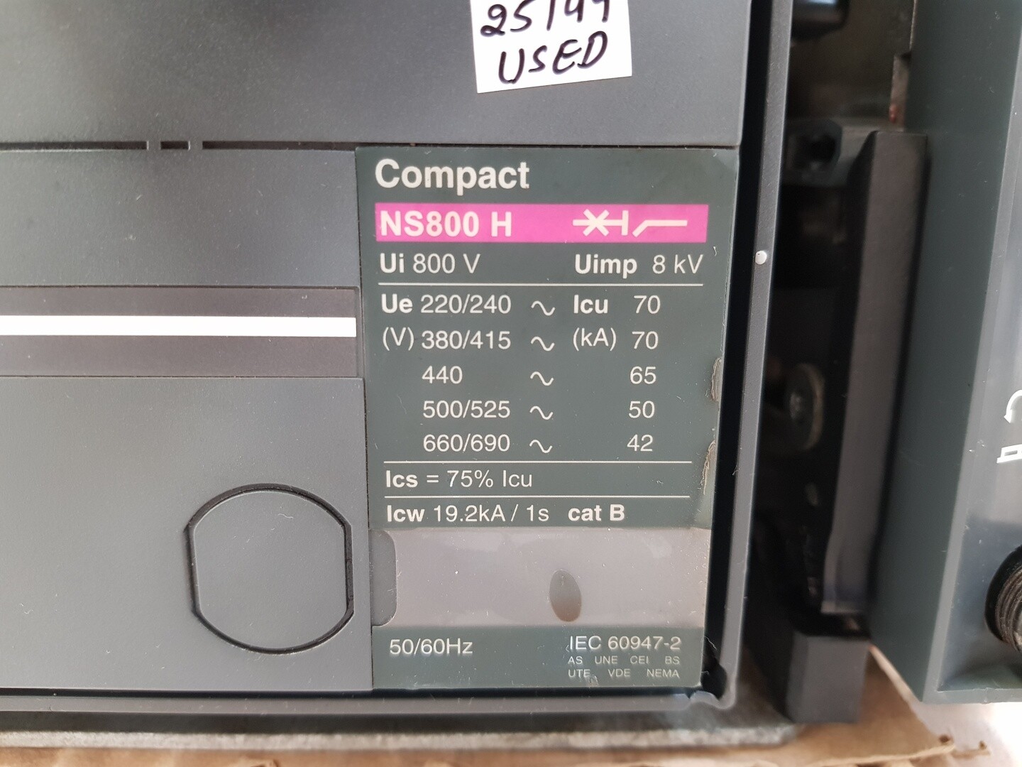 Schneider Electric Compact NS800 H Micrologic 2.0 Circuit Breaker 800A ...