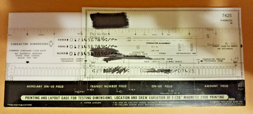 Glardon Gage Magnetic MICR Code Position Layout Checks Banking Vintage ...