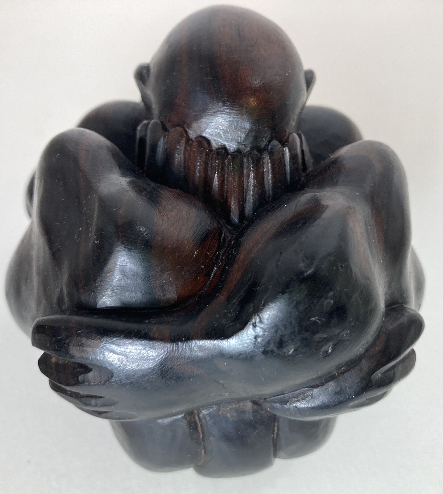Weeping Buddha Orang Malu Hand Carved Dark Wood Yogi Man Boho 3.5" Tall ...