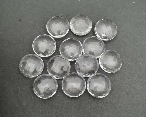 Natural Rock Crystal Quartz Round Checker Loose Gemstone Lot 4 Pcs 24 ...