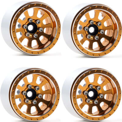 Powerhobby B7 Aluminum 1.9 Beadlock Wheels 9mm Hubs Orange (4) 1/10 ...