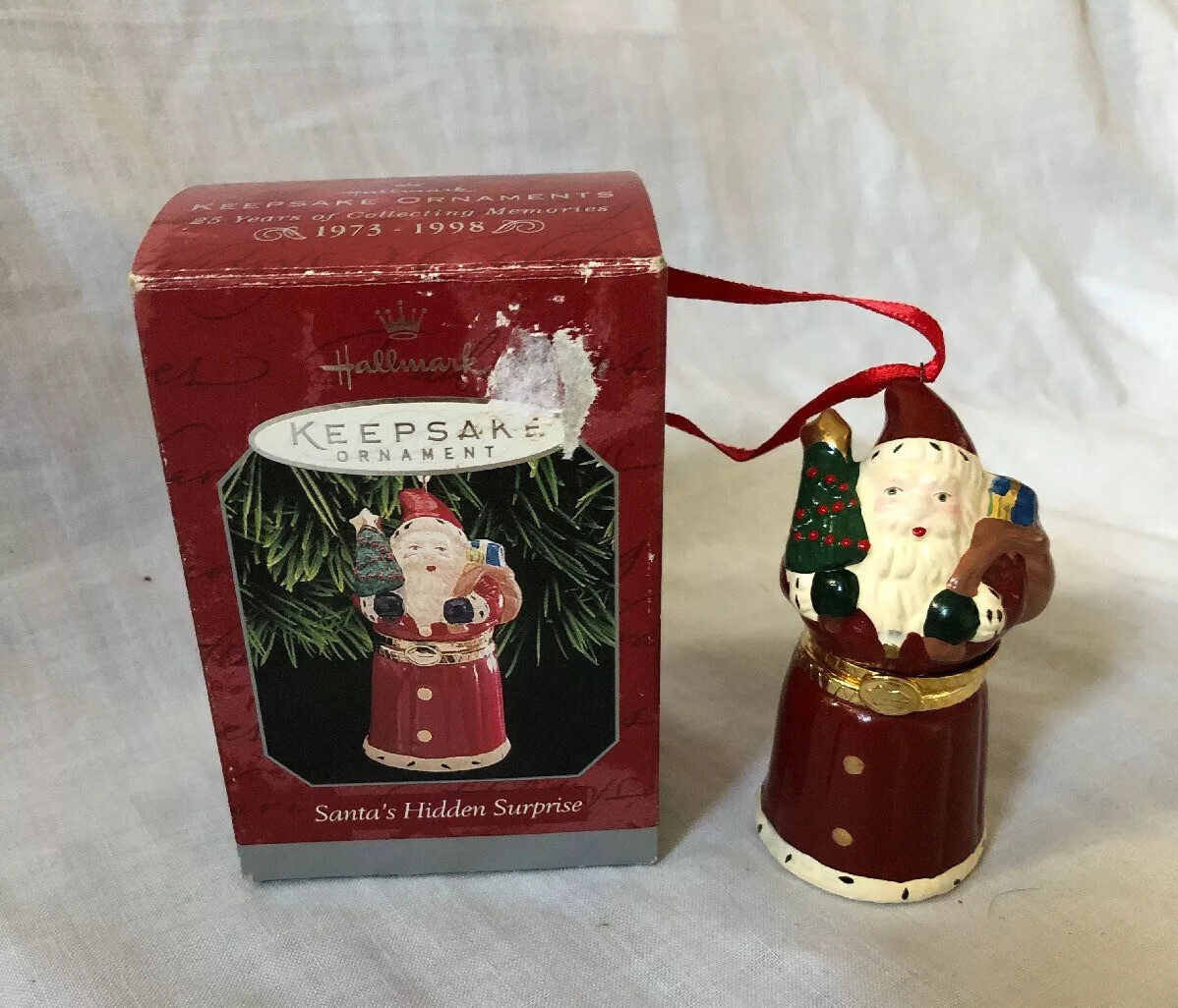 Hallmark “Santa’s Hidden Surprise” Hinged Ceramic Keepsake Ornament ...