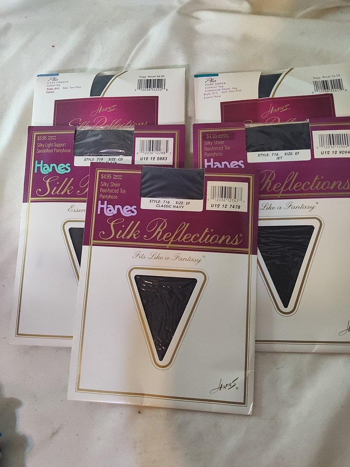 Lot of 5 Hanes Silk Reflections Plus Pantyhose Opaque Light Support ...