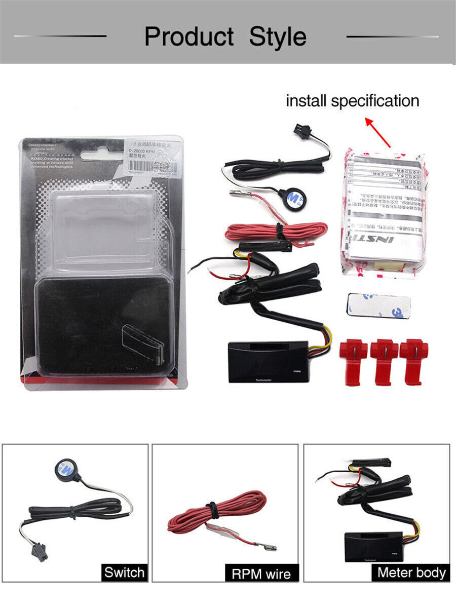 Universal Motorcycle Scooter Digital Tachometer Meter Gauge 0~20000 RPM ...