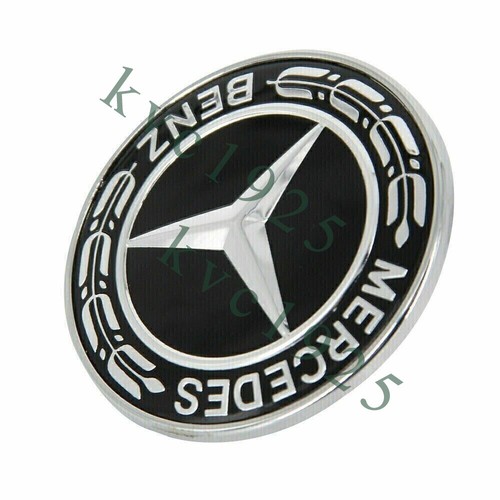 57mm Black Star Front AMG Emblem Tree Flat Hood Badge For Mercedes-Benz ...