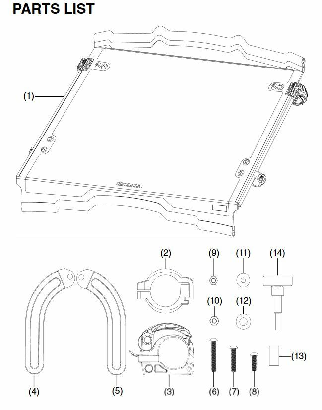 2015-2025 OE Honda Pioneer 500 520 Poly Tip-Out Windshield Optical ...