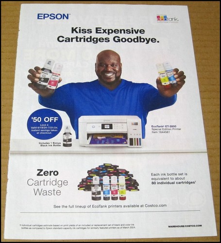 2024 Shaquille O'Neal Epson Ink Cartridges Print Ad Advertisement Shaq ...