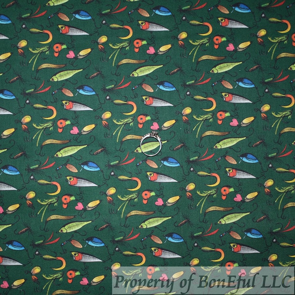 BonEFul FQ Cotton Quilt Dark Green Tonal Small Bamboo Tree Flower ...