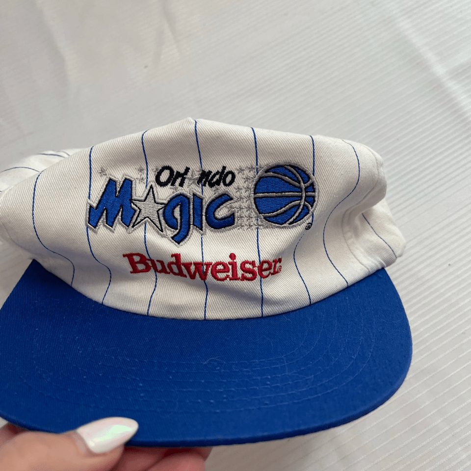 Vintage Orlando Magic Pinstripe Snapback Hat Budweiser Two Tone 90s NBA ...