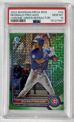 Reginald Preciado 2022 Bowman Chrome Mega Box Green Mojo Refractor 57/ ...
