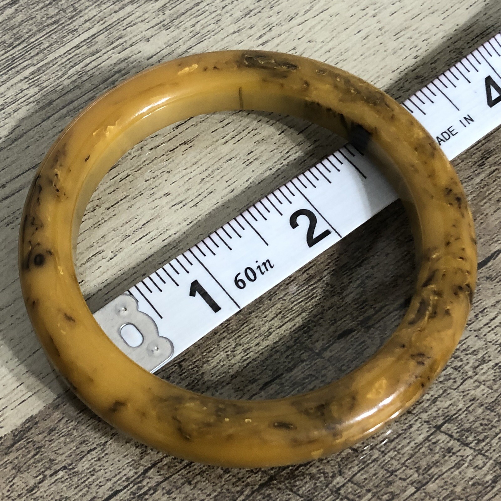 Vintage Caramel Marbled Bakelite Bangle Bracelet - Gem