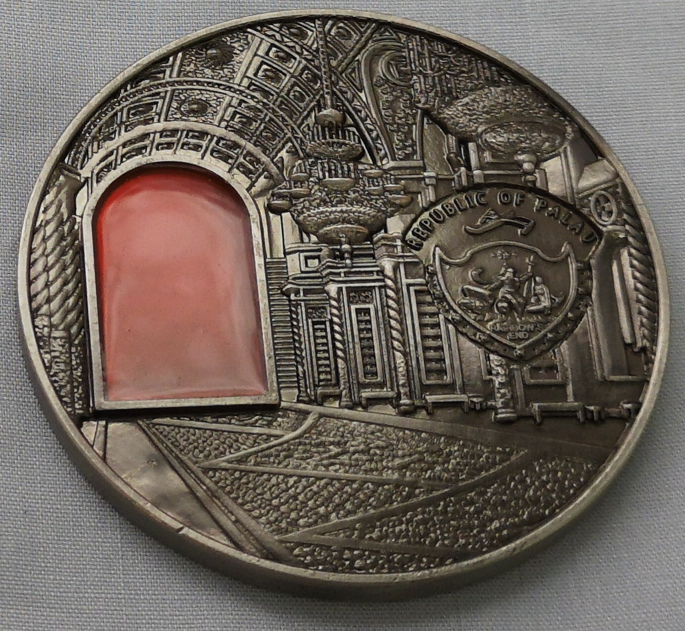 Antique Silver Coin Medal Amber Ruby Red | Grelly UK