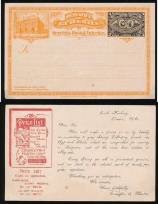 STAMP DEALER ADVERTISING c1920 on POSTAL STATIONERY ERRINGTON + MARTIN ...