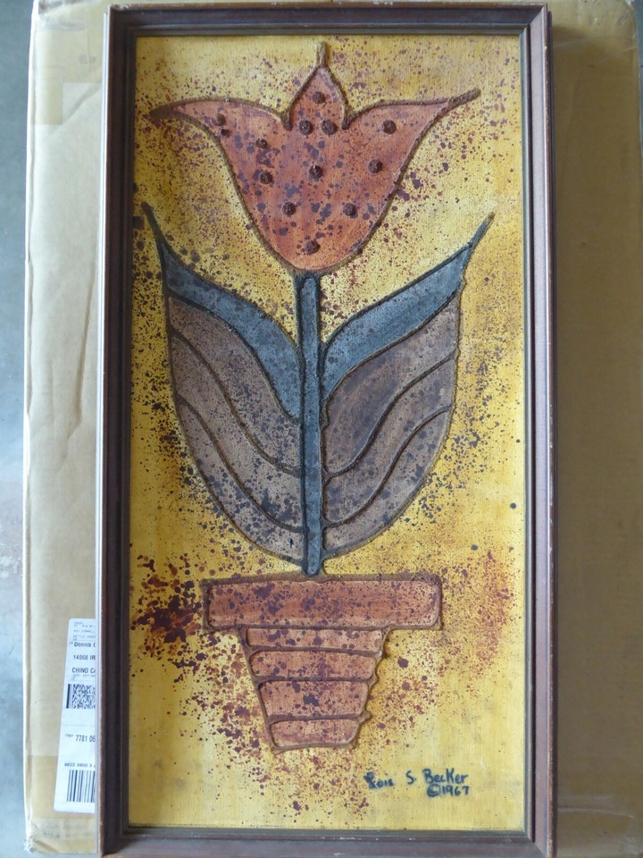 2 x Vintage Lois S Becker 1967 Flower Paintings, Art Wood Frame Signed ...