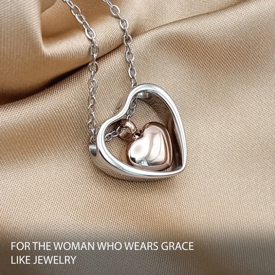 Gift-Ready Heart Necklace Stainless Steel Double Heart Pendant for ...