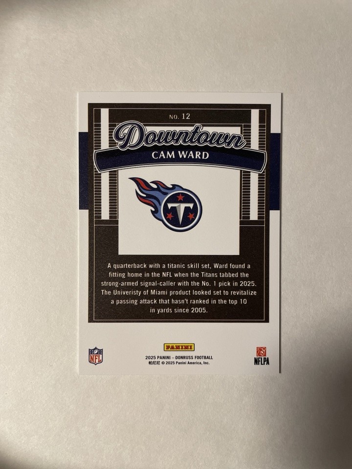 2025 Donruss DOWNTOWN CASE HIT SSP Cam Ward Rookie Card RC Titans | eBay