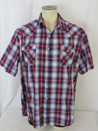 Plains Western Men Size 2X Shirt Snap Front Short Sleeve Cotton blend ...