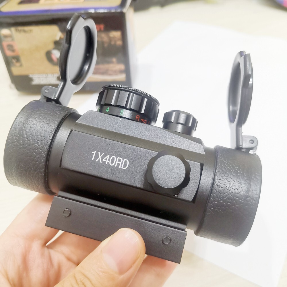 1x40 RD Green Red Dot Sight Scope Tactical Optics Fit 11/20mm Rail Flip ...