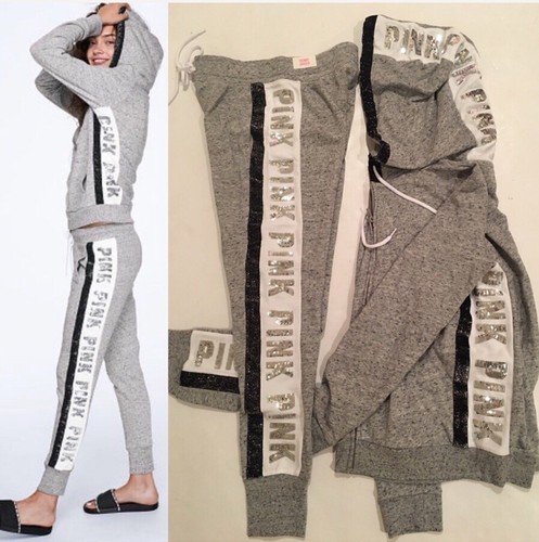 VS Pink Bling perfect fullzip Hoodie & Pants Gray | eBay