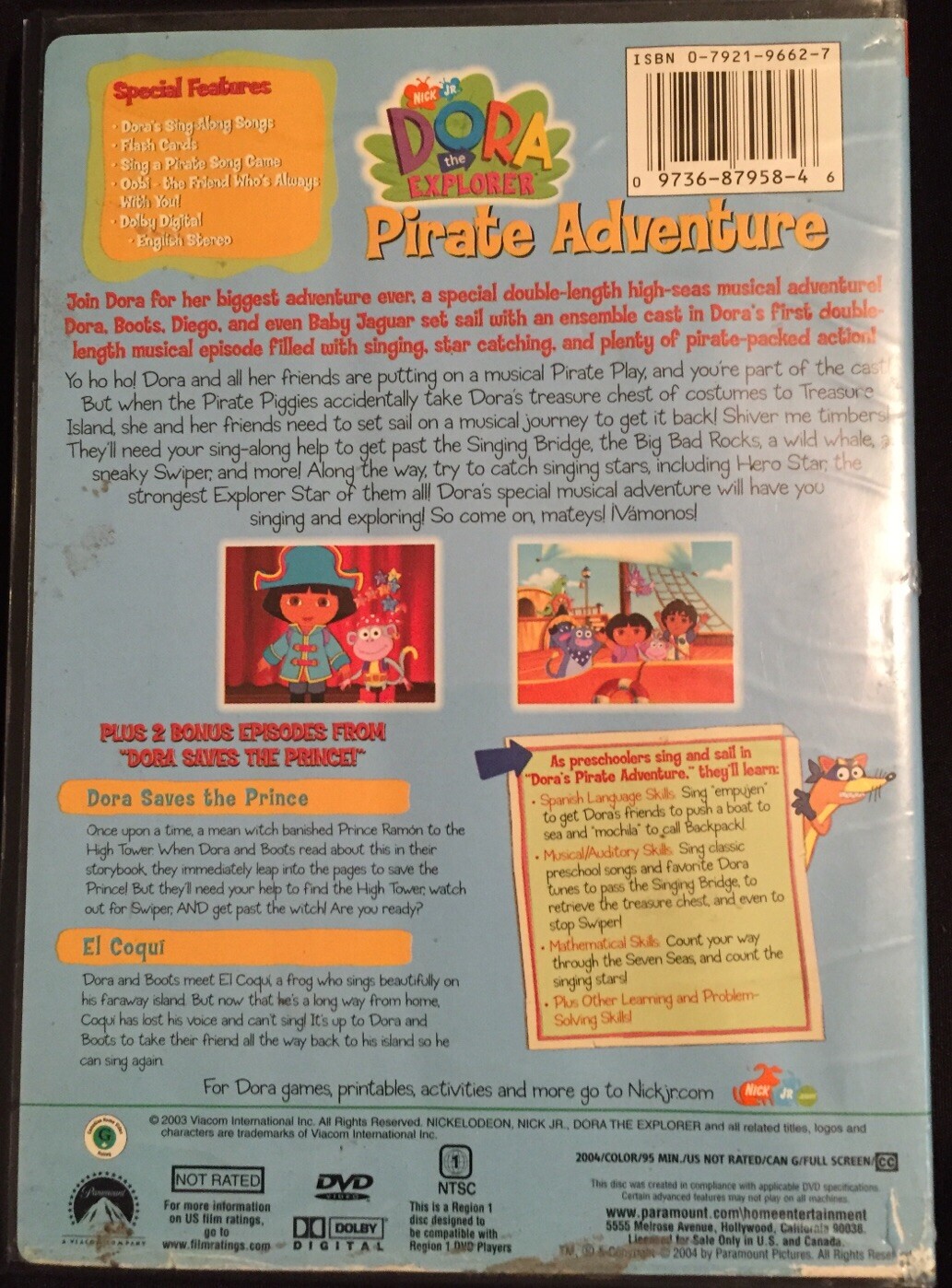 Dora the Explorer - Pirate Adventure (DVD, 2004) Good Shape ...