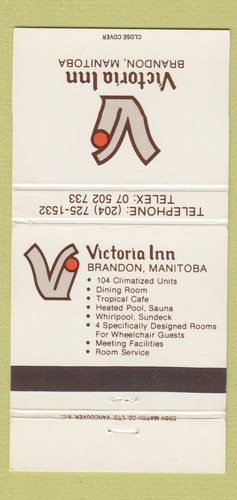 Matchbook Cover - Victoria Inn Brandon MB 30 Strike | eBay