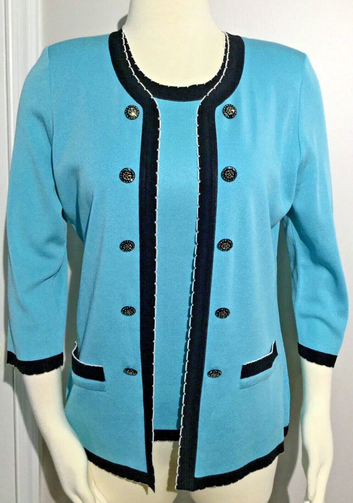 Twinset Exclusively Misook Acrylic Blue Teal and Black Rhinestones ...