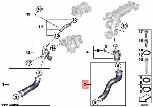 Genuine BMW F20 F20N F21 F21N F22 Intercooler Pipe Turbo Hose OEM ...