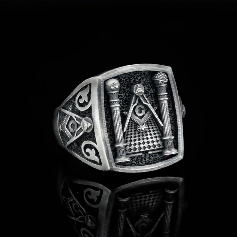 Freemason Masonic Men's Ring 925 Sterling Silver Turkish Signet Ring ...