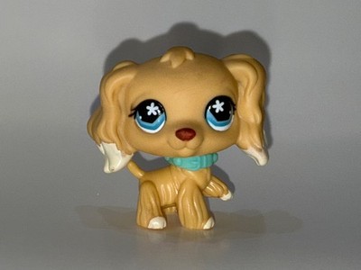 Littlest Pet Shop LPS Authentic #748 Blonde Cocker Spaniel Blue Flower ...
