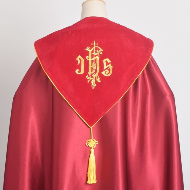 Red Catholic Church Vestments Bishop Birds IHS Embroidery Cape Cope ...