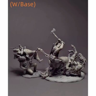 54mm resin figures model 4 soldiers&horses in battle W/Base unassembled ...