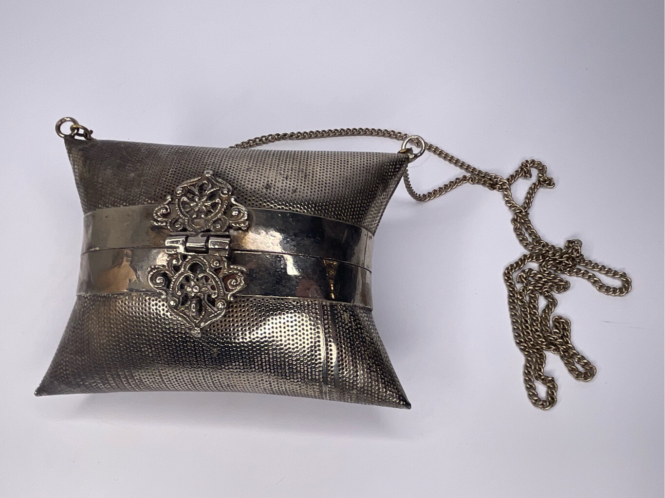 Vintage Brass Copper metal Pillow Purse with Black Ve… - Gem