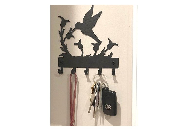 Hummingbird Bird Metal Wall Key Rack Holder Hanger 5 Hooks Made US ...