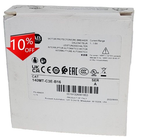 NIB ALLEN BRADLEY 140MT-C3E-B16 MOTOR PROTECTOR CIRCUIT BREAKER SER. A ...