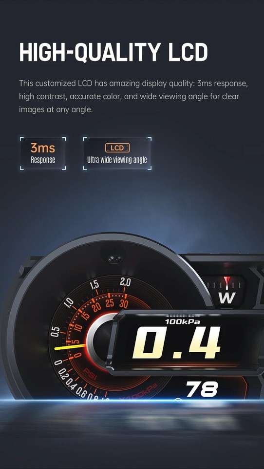 Head Up Display Full LCD OBD+GPS Instrument Panel Modification Gauge ...
