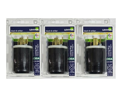 Leviton 2711-CS Pro Electrical Locking Plug 2711, 30A 125/250V - 3 PACK ...