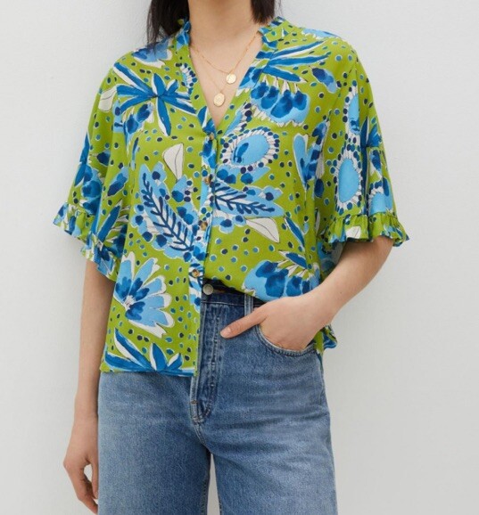 Vera for anthropologie Valley Flutter-Sleeved Buttondown, LP | eBay